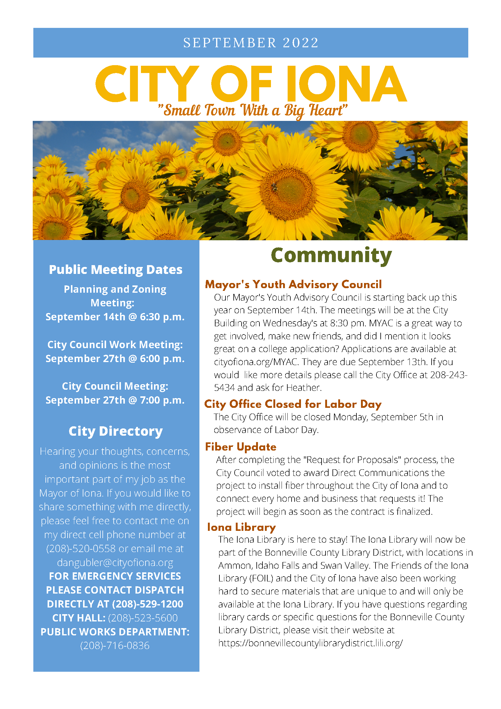 September 2022 Newsletter