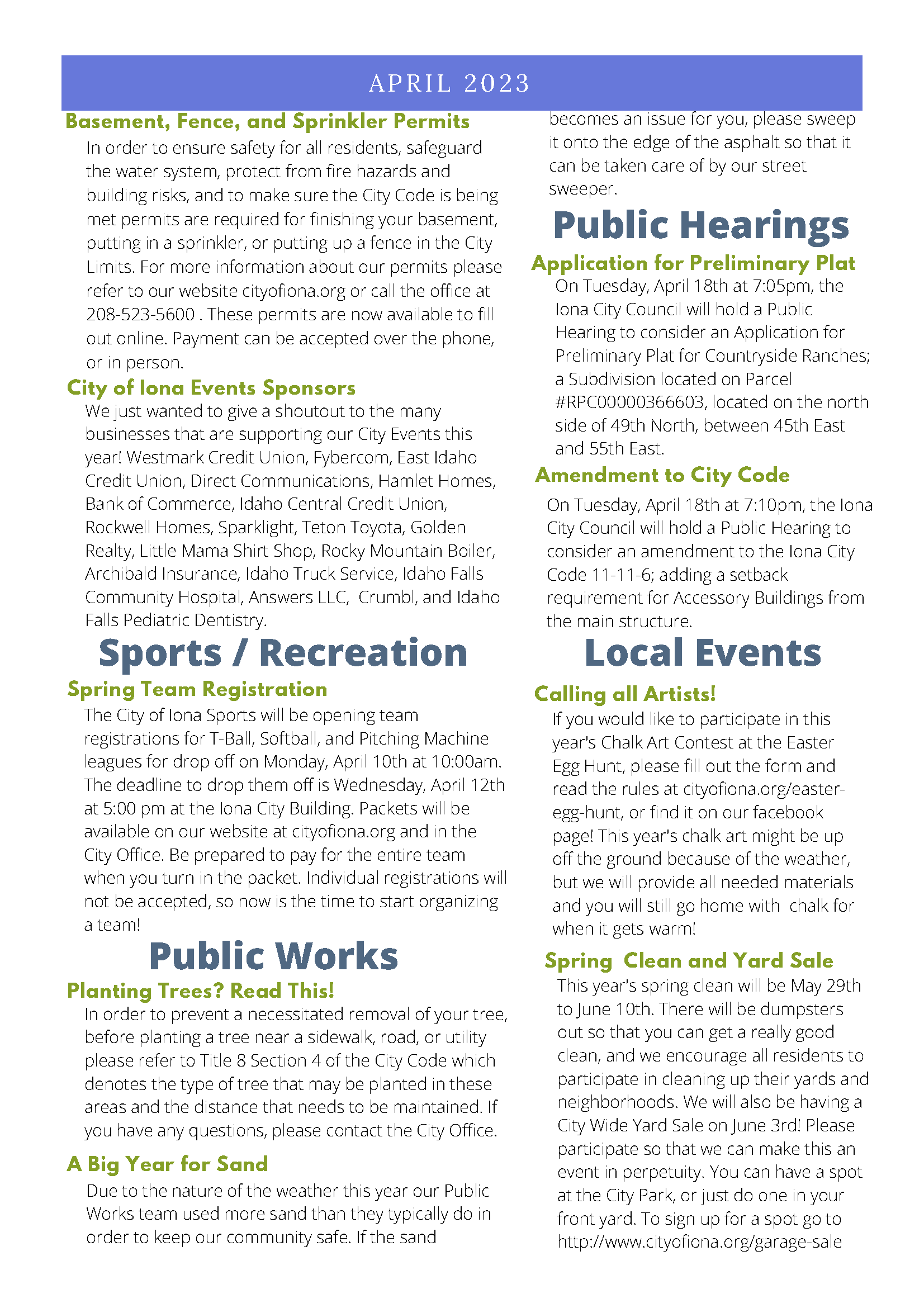 April Newsletter